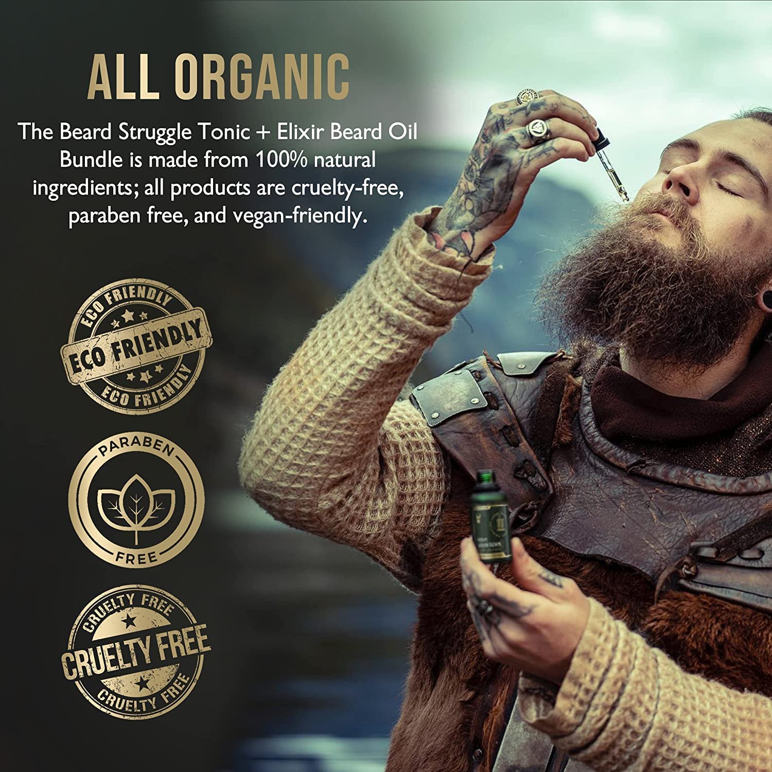 The Beard Struggle Tonic + Elixir Beard Oil Bundle - Silver Collection - Grooming Beard Oil - Softens, Moisturizers, and Strengthens Beard Growth - Pack of 2, Viking Storm