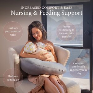 Pharmedoc Nursing Pillow for Breastfeeding – Breast Feeding Pillows for Mom - Bottle Feeding - Support for Mom and Baby - Pregnancy Maternity Pillows, Baby Shower Must Haves - Grey Cooling Cover