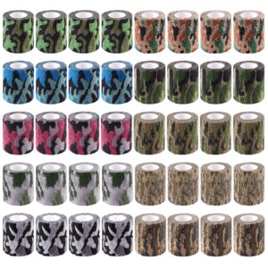 bqtq 40 rolls self adhesive bandage wrap 2 inch self adherent wrap stretch bandage self stick bandage athletic wrap tape wound wrap bandgae for wrist ankle swelling sprains (camo color)