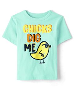 the children's place baby toddler boys short sleeve multi color graphic t-shirt, easter chick, 3t