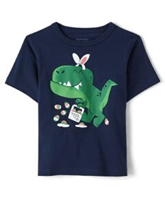 the children's place baby boys' and toddler equality for all short sleeve graphic t-shirts, easter dino, 3t