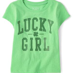 The Children's Place,And Toddler Girls Short Sleeve Graphic T-shirt,Baby-Girls,Lucky Girl,5T