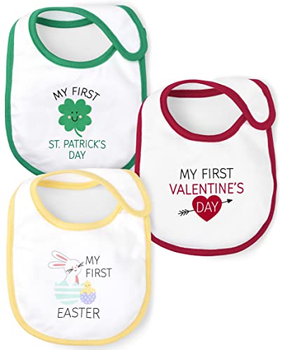 The Children's Place Baby and Newborn My First Holiday Seasonal Bibs, Valentine's Day/St. Patrick's Day/Easter, NO_Size