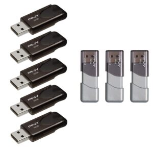 pny 32gb attaché 4 usb 2.0 flash drive 5-pack,black & 64gb turbo attaché 3 usb 3.0 flash drive 3-pack