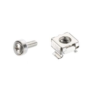 patikil rack mount cage nuts m5x15mm mounting screws iron nickel plated for server rack cabinets with washers, silver tone 40 sets