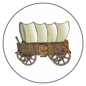 48 pcs western covered wagon​​​​​​​​​​ stickers envelope seals labels round tags, stamps sticker for gift cards, envelopes, boxes for holiday, birthday, christmas