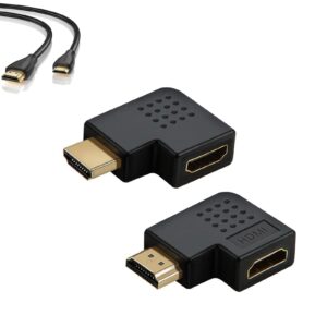 cablecreation mini hdmi to hdmi cable 6ft + hdmi adapter male to female 2pack 90 and 270 degree converter