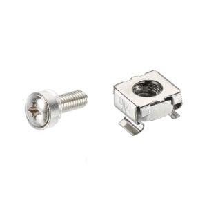 patikil rack mount cage nuts m6x15mm mounting screws iron nickel plated for server rack cabinets with washers, silver tone 10 sets