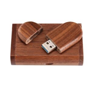 novelty wood usb 3.0 flash drive 64gb data storage memory stick usb stick pendrive with wooden box (brown)