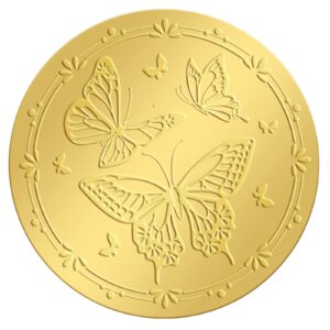 craspire 2" gold foil sticker butterfly 100pcs gold embossed envelope seals stickers adhesive seal sticker embossed foil seal butterfly for christmas greeting card wedding invitations party