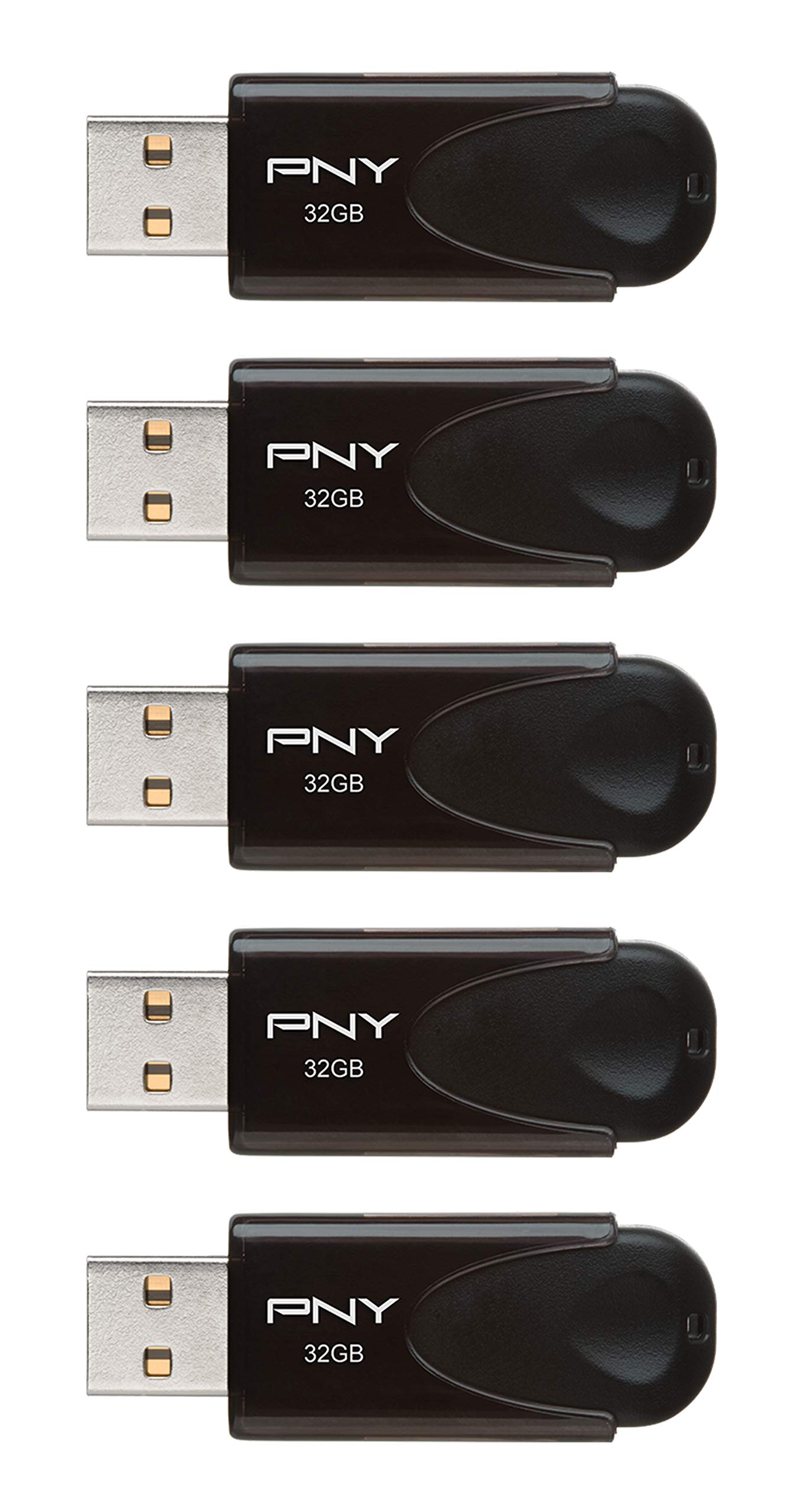 PNY 32GB Attaché 4 USB 2.0 Flash Drive 5-Pack,Black & 64GB Turbo Attaché 3 USB 3.0 Flash Drive 3-Pack