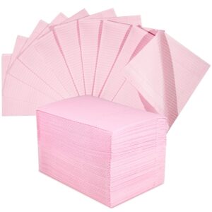 60pcs dental bibs disposable 3 ply waterproof tattoo bib sheet medical tray cover nail table cover patient bibs dental tattoo piercing bib tattoo supplies 13"x18" pink