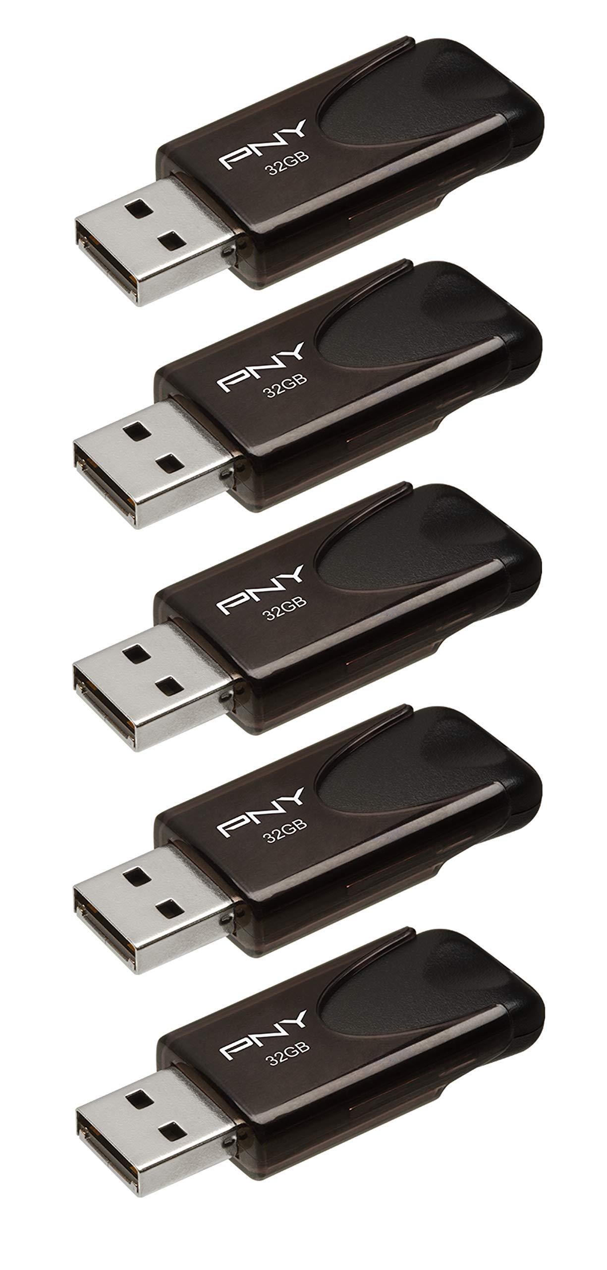 PNY 32GB Attaché 4 USB 2.0 Flash Drive 5-Pack,Black & 64GB Turbo Attaché 3 USB 3.0 Flash Drive 3-Pack