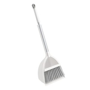 cabilock broom and dustpan set: long handle stand up dustpans with broom set household sweeping shovel tools home cleaning supplies for broom lobby garage home yard white