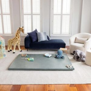 nurture& baby padded play mat | non-toxic foam floor activity pad for babies, toddlers, infants | activity, tummy time, crawling (max 51" x 76", olive)