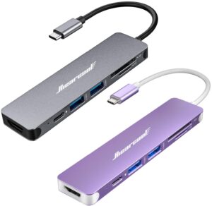 hiearcool 7in1 usb c adapter, usb c hub-(grey and purple)