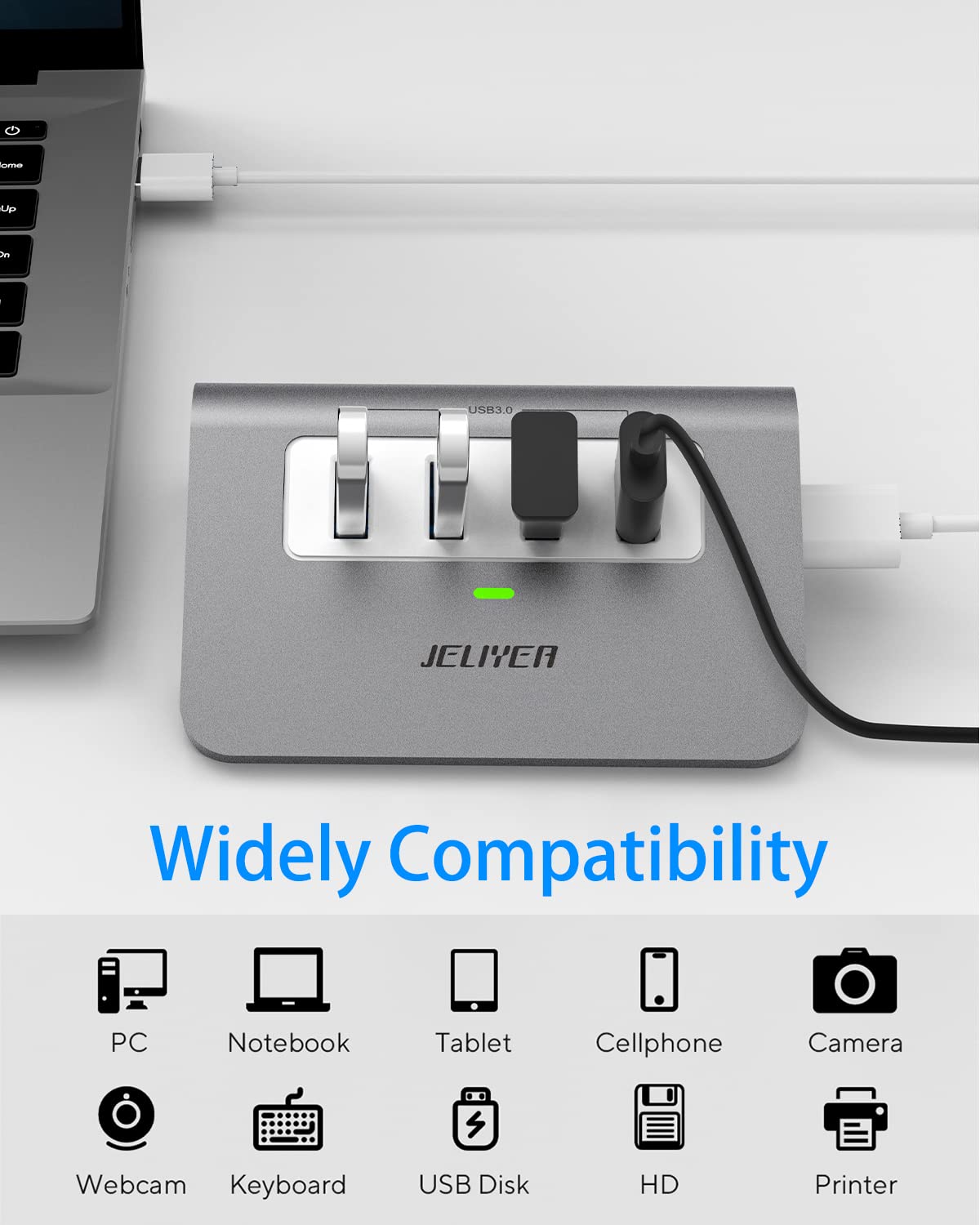 USB 3.0 Hub, 4 Ports USB Hub 5Gbps Multi USB Port Expander USB Extender Aluminum USB Splitter with 3.3ft Cable,USB Multiport Adapter for Laptop,PC,Desktop,Mouse,Keyboard,PC USB A Device