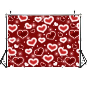 LYCGS 7X5FT Red Heart Photo Backdrop 90s Backdrops for Photoshoot Valentine's Day Backdrop Women Men Happy Birthday Photography Background Banner Photo Booth Studio Props X-91