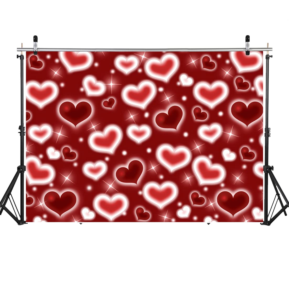 LYCGS 7X5FT Red Heart Photo Backdrop 90s Backdrops for Photoshoot Valentine's Day Backdrop Women Men Happy Birthday Photography Background Banner Photo Booth Studio Props X-91