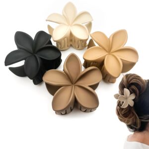 luvearo nonslip matte flower hair claw clips - aesthetic plumeria accessories for women with thick or thin hair