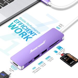 Hiearcool 7IN1 USB C Adapter, USB C Hub-(Grey and Purple)