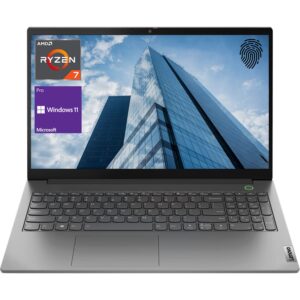 lenovo thinkbook 15 g3 business laptop, 15.6" fhd ips display, amd ryzen 7 5700u, 24gb ram, 512gb pcie ssd, webcam, fingerprint reader, backlit keyboard, wi-fi 6, windows 11 pro, grey