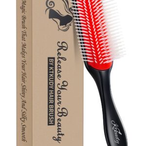 KTKUDY Curly Hair Brush - 9 Row Styling Brush for Detangling & Defining Curls, Heat Resistant, Ideal for Wavy, Curly or Coily Hair - Black