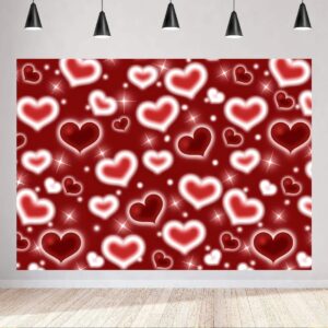 LYCGS 7X5FT Red Heart Photo Backdrop 90s Backdrops for Photoshoot Valentine's Day Backdrop Women Men Happy Birthday Photography Background Banner Photo Booth Studio Props X-91