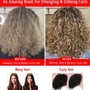 KTKUDY Curly Hair Brush - 9 Row Styling Brush for Detangling & Defining Curls, Heat Resistant, Ideal for Wavy, Curly or Coily Hair - Black