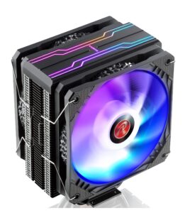 raijintek eleos 12 duo rbw cpu air cooler, dual 120mm pwm fans, 4 copper direct contact heat pipes, 5v addressable rgb lights, for intel/amd ryzen socket, compatible with lga 1700