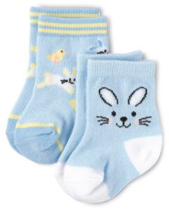 the children's place baby boys and newborn easter midi socks, blue bunny, 6-12 months