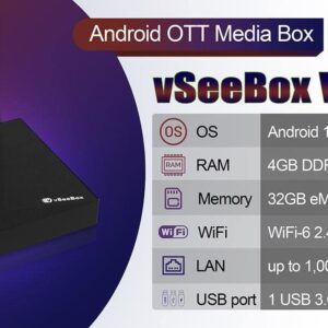 COMBO BREAKER vSeeBox V1 Pro with Backlit Mini Keyboard / 8K HDMI Cable (4GB RAM + 32GB ROM)