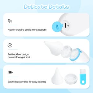 Easy@Home Baby Electric Nasal Aspirator: USB Rechargeable Baby Nose Sucker with Night Light Adjustable Suction Level 2 Silicone Suction Nozzles for Baby Nose Cleaner ENA102