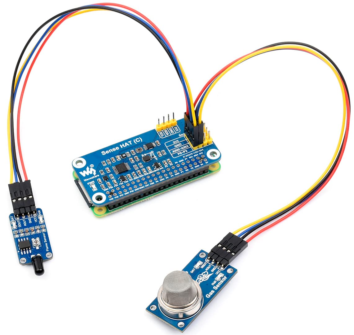 waveshare for Raspberry Pi 4B/3B+/3B/2B/B+/A+/Zero/Zero W/Zero 2W, Sense HAT (C) Onboard Gyroscope, Accelerometer, Magnetometer, Barometer, Temperature, Humidity Sensor, Supports External Sensors