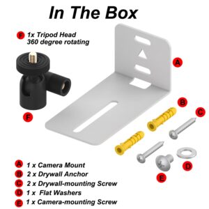 Wall Mount Kit for Wyze Cam Pan V2 V3, Mounting Brackets for WYZE Indoor/Outdoor Home Camera, Wall Holder for Most Cameras, Steel, Screws Installation, White