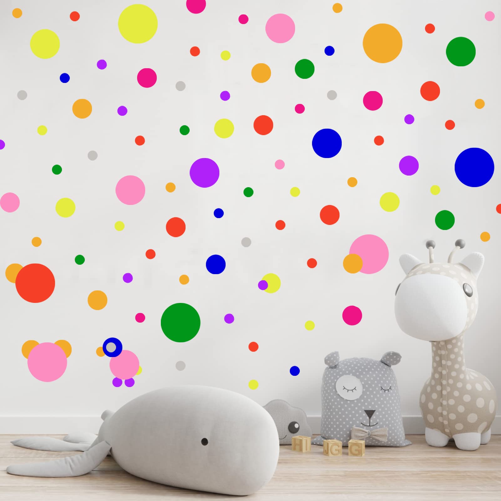 148 Pieces Rainbow Polka Dot Wall Decals Set Peel and Stick Wall Stickers for Kids Room Wall Decor Nursery Wall Art