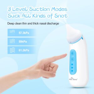 Easy@Home Baby Electric Nasal Aspirator: USB Rechargeable Baby Nose Sucker with Night Light Adjustable Suction Level 2 Silicone Suction Nozzles for Baby Nose Cleaner ENA102