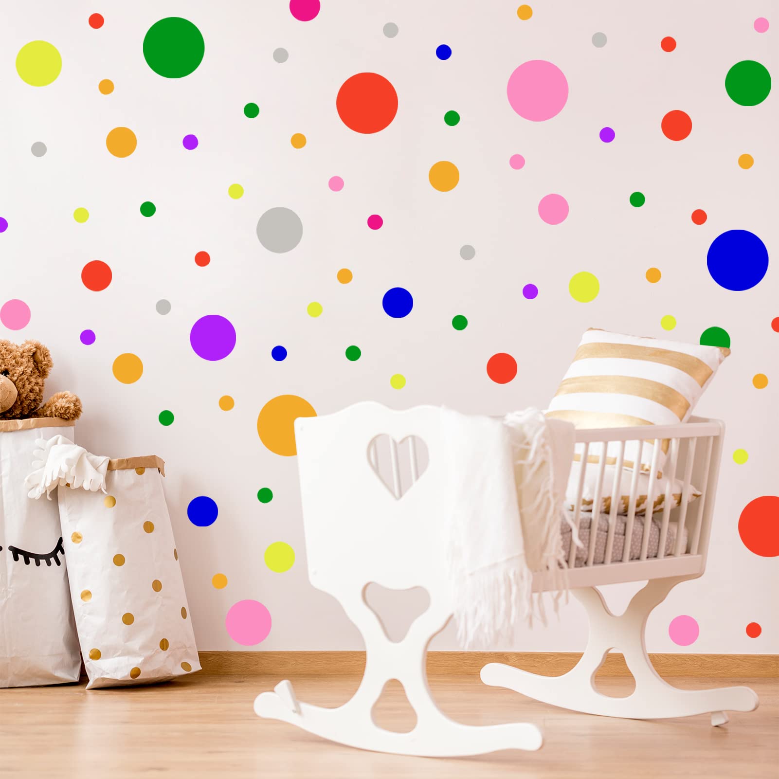 148 Pieces Rainbow Polka Dot Wall Decals Set Peel and Stick Wall Stickers for Kids Room Wall Decor Nursery Wall Art