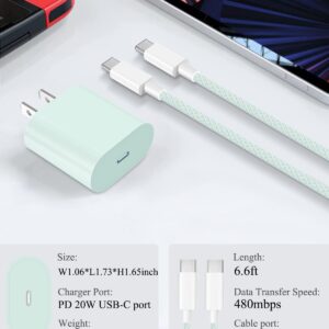 iPhone 15 Charger, 20W USB C Charger with 6.6ft USB C to C Fast Charging Cable for iPhone 15 Pro/15 Pro Max/15 Plus, iPad Pro 13/12/11 inch, iPad Air 6/5/4, iPad 10th Generation, iPad Mini 6