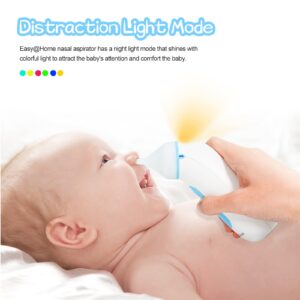 Easy@Home Baby Electric Nasal Aspirator: USB Rechargeable Baby Nose Sucker with Night Light Adjustable Suction Level 2 Silicone Suction Nozzles for Baby Nose Cleaner ENA102