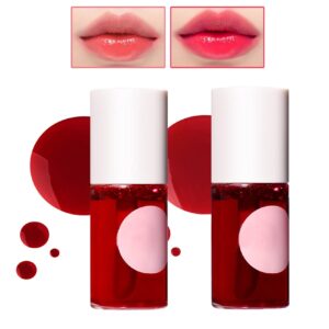 ionsgako lipstick set, 2pcs liquid lip stain, long lasting waterproof lip tint for lip and cheek, lip gloss, glossy finish (01 & 02)