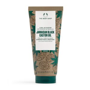 the body shop jamaican black castor oil curl activator - strengthen & restore - for curls & coils - vegan - 6.75 fl oz