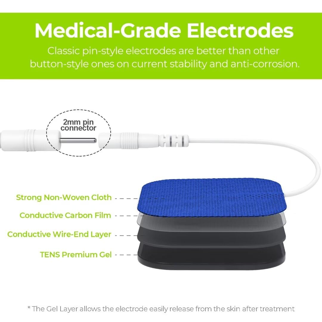 AUVON TENS Unit Pads Electrode Patches with Upgraded Self-Stick Performance and Non-Irritating Design for Electrotherapy (Blue)