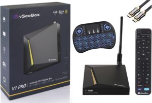 combo breaker vseebox v1 pro with backlit mini keyboard / 8k hdmi cable (4gb ram + 32gb rom)