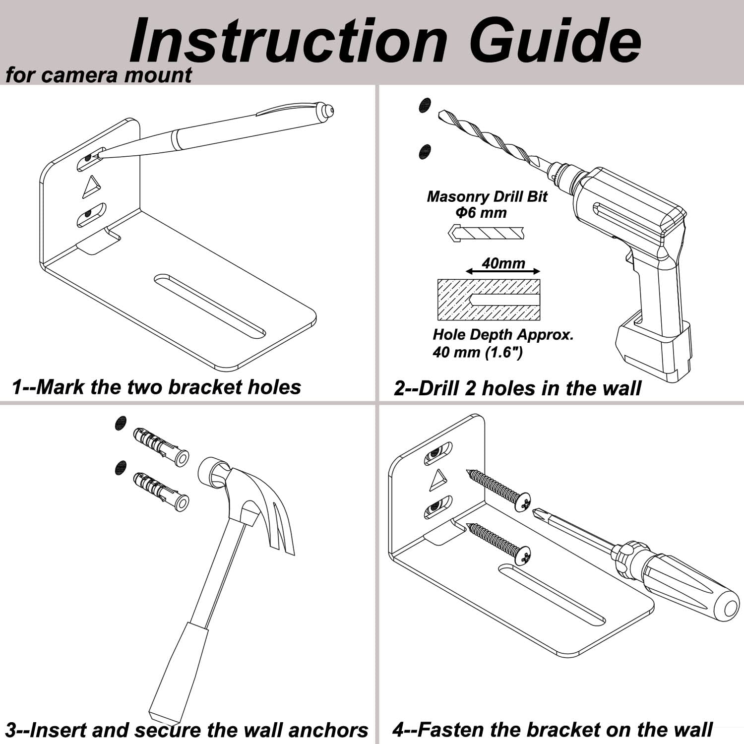 Wall Mount Kit for Wyze Cam Pan V2 V3, Mounting Brackets for WYZE Indoor/Outdoor Home Camera, Wall Holder for Most Cameras, Steel, Screws Installation, White