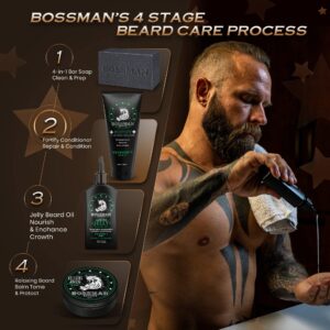 Bossman Relaxing Beard Balm - Tamer, Thickener, Relaxer and Softener Cream and Beard Care Product - Made in USA (Vetiver X Scent)