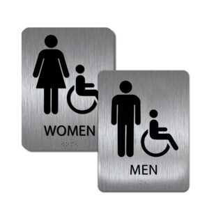 alpha dog bathroom sign bundle - mens womens restroom signs - business bathroom signs - men women restroom sign - durable bathroom door sign for any space - perfect bathroom door signs for your office