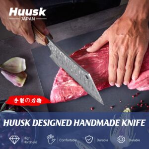 Huusk Meat Cleaver Knife with Sheath Bundle with High Carbon Steel Viking Boning Knife