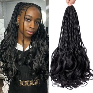 french curl crochet braids 14 inch 6 packs crochet box braids with curly ends goddess box braids crochet hair pre looped french curl braiding hair for women (#1b)