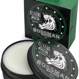 Bossman Relaxing Beard Balm - Tamer, Thickener, Relaxer and Softener Cream and Beard Care Product - Made in USA (Vetiver X Scent)